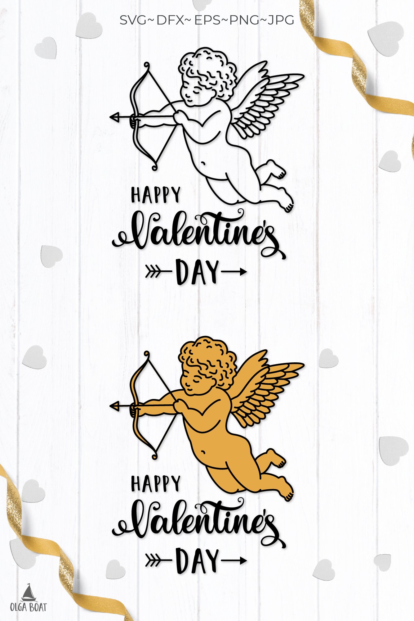 Valentine cupid and Happy valentines day svg