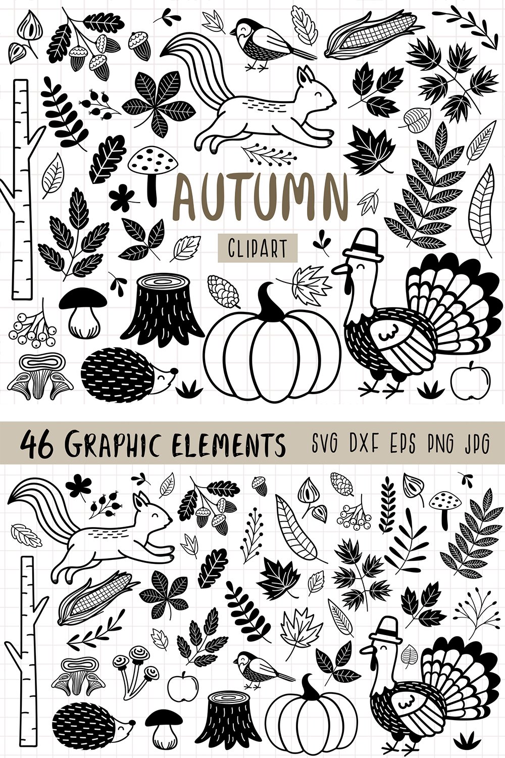 Autumn Clipart, Fall Svg Bundle, Thanksgiving svg, Leaf svg