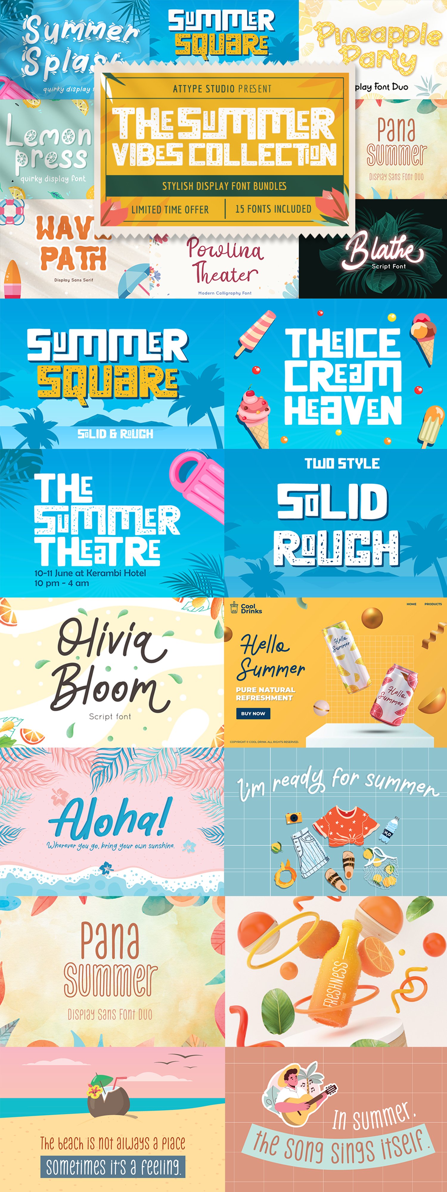 The Summer Vibes Collection Font Bundles