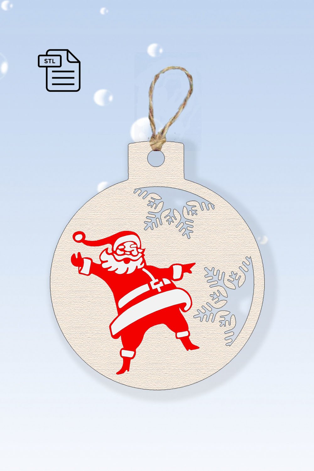 Santa Christmas Tree Ornament STL File for 3D Printing