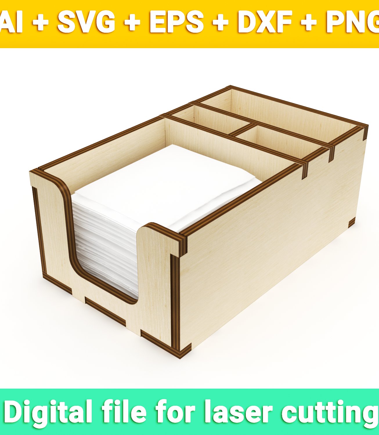 Napkin holder with toothpicks vector for CNC svg vector file