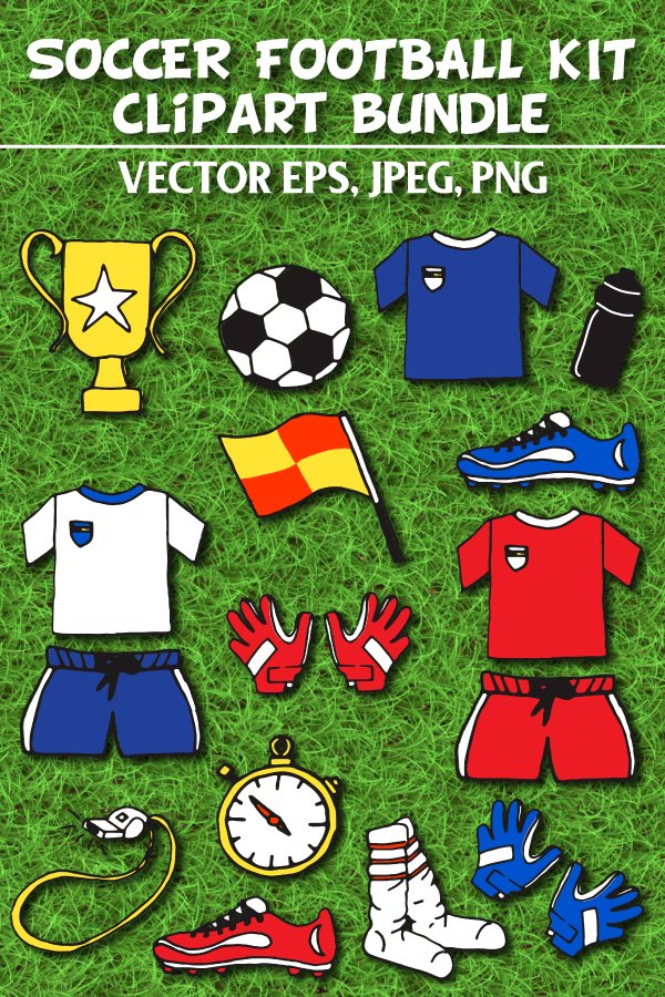 Soccer Football Kit Hand Drawn Graphic Illustrations Clipart