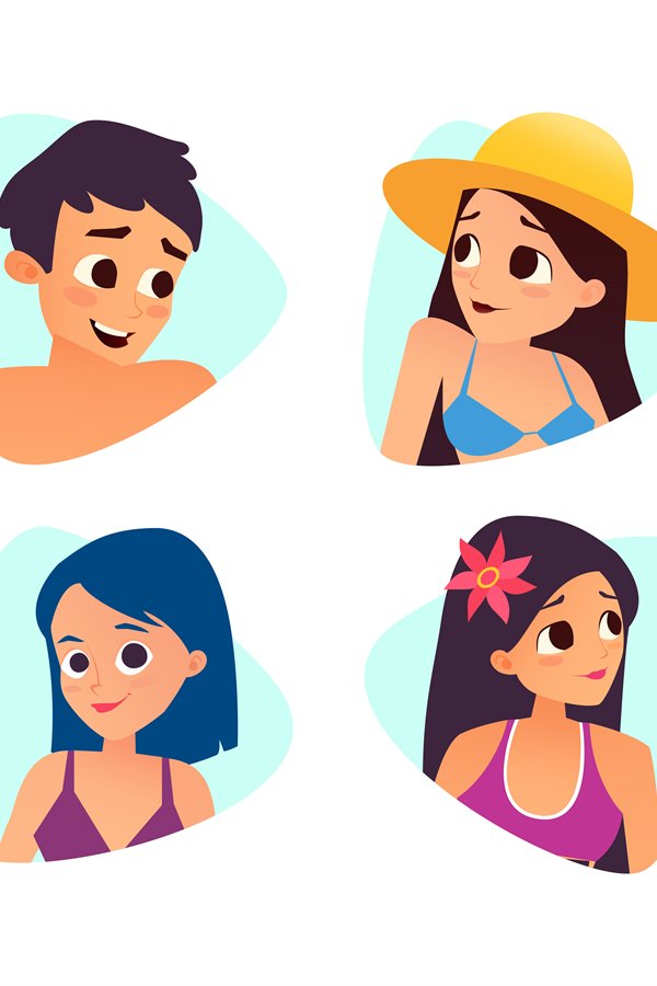 Set of summer cartoon avatars. Cartoon style (771567)