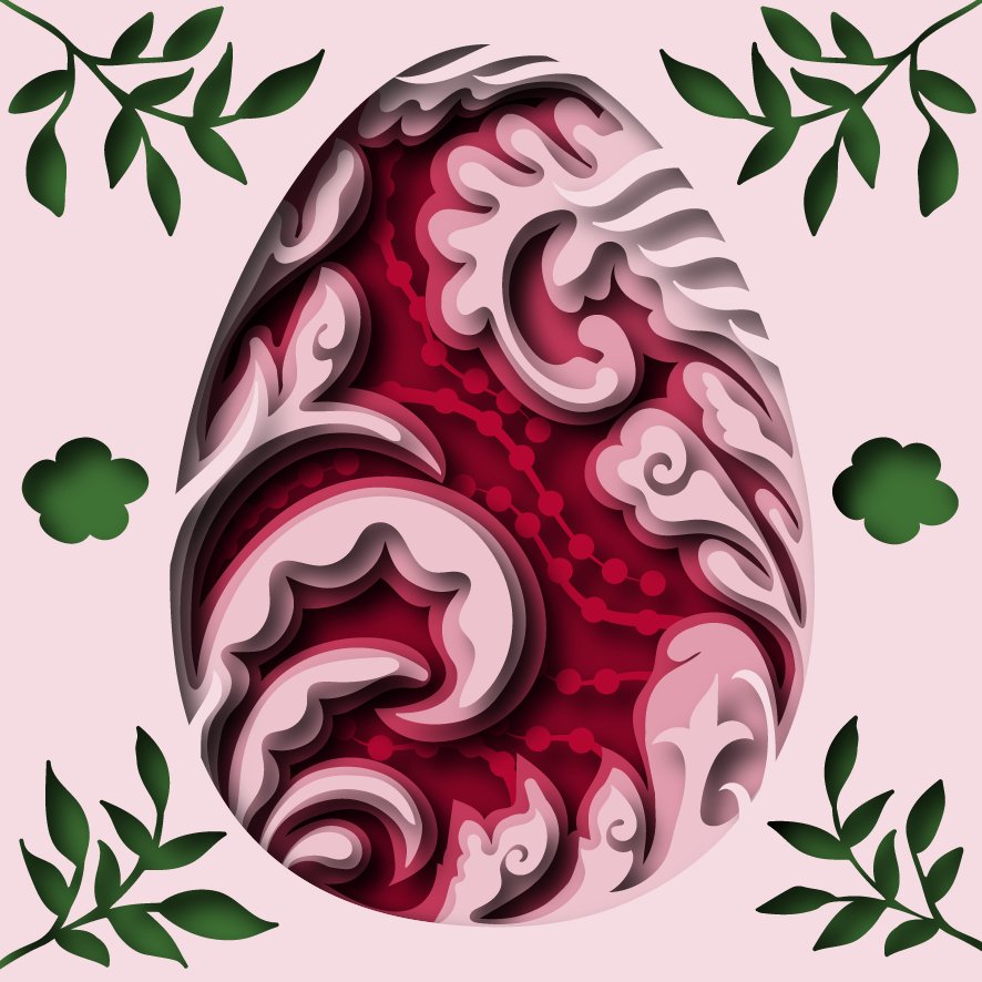 3D Crafts Happy Easter greeting card with spring (1255421)