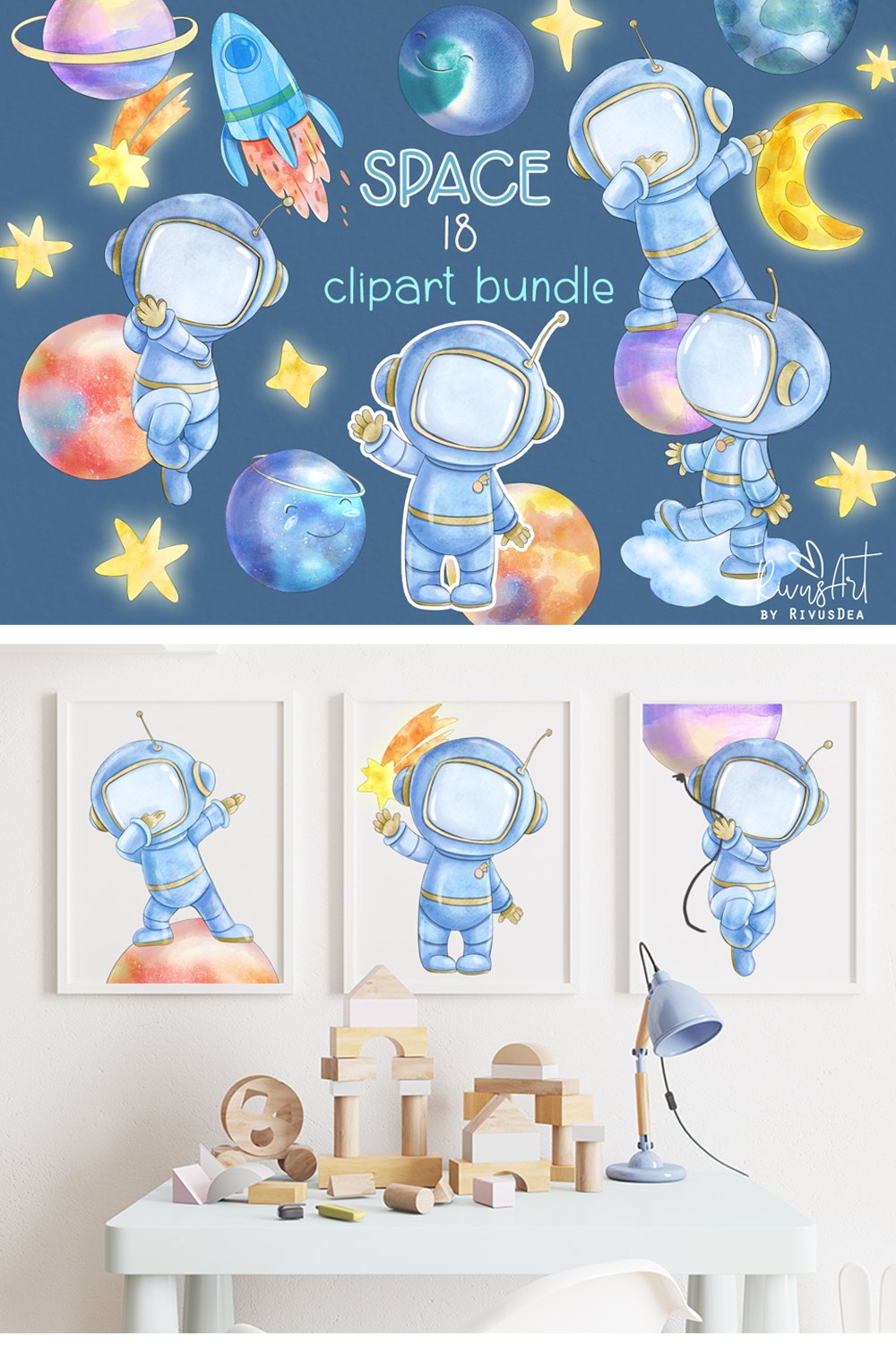 Cute space clipart, space art kids, outer space clip art
