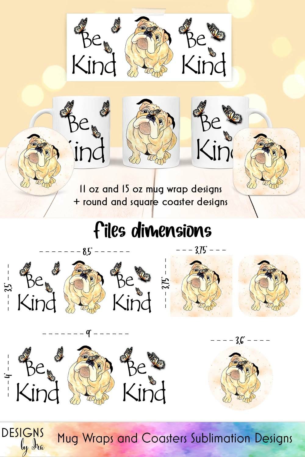 Be Kind Mug Wrap Sublimation Set | Dog Love Mug Wrap Set