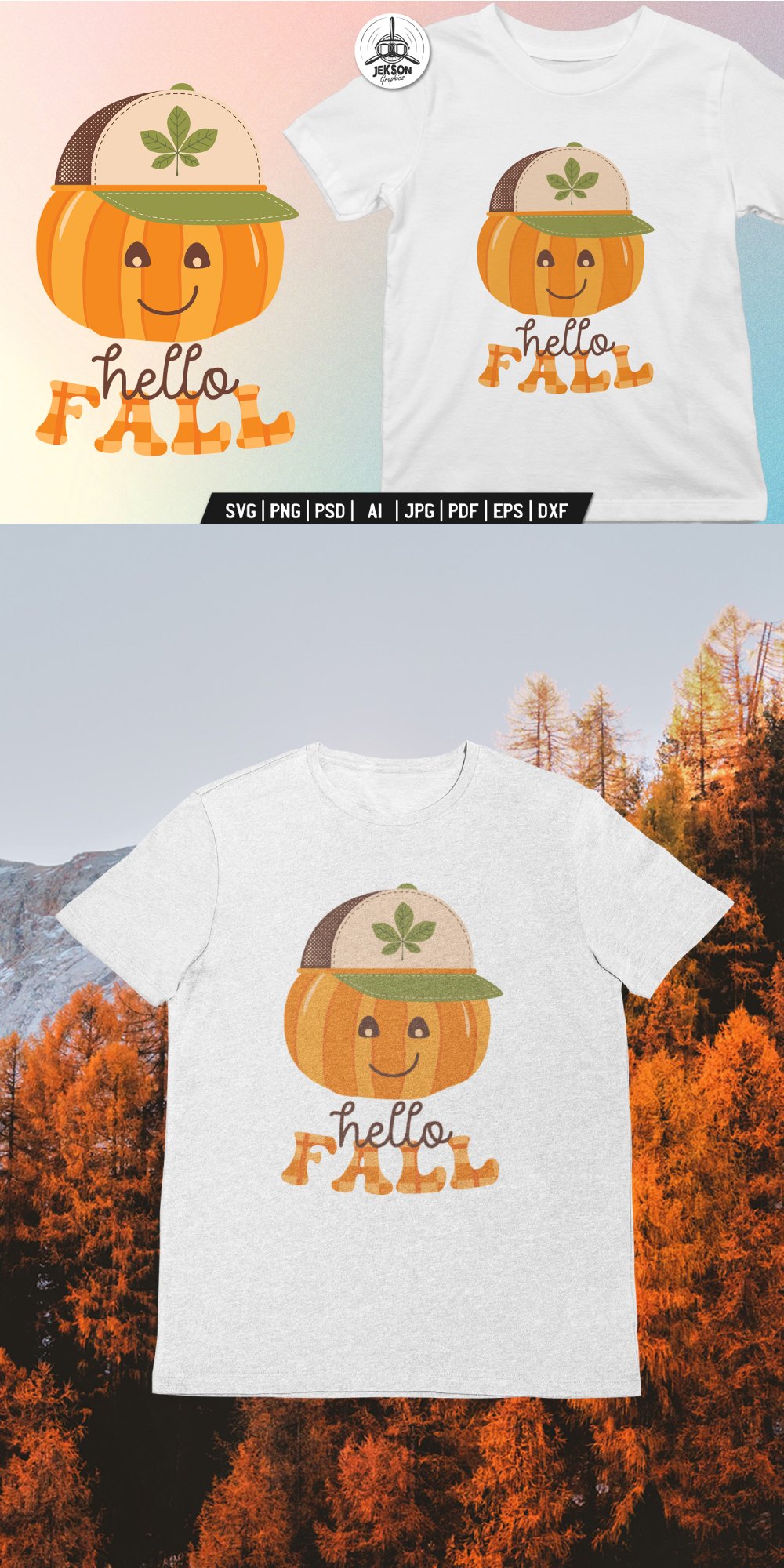 Hello Fall SVG Sublimation | Printable Autumn PNG Design