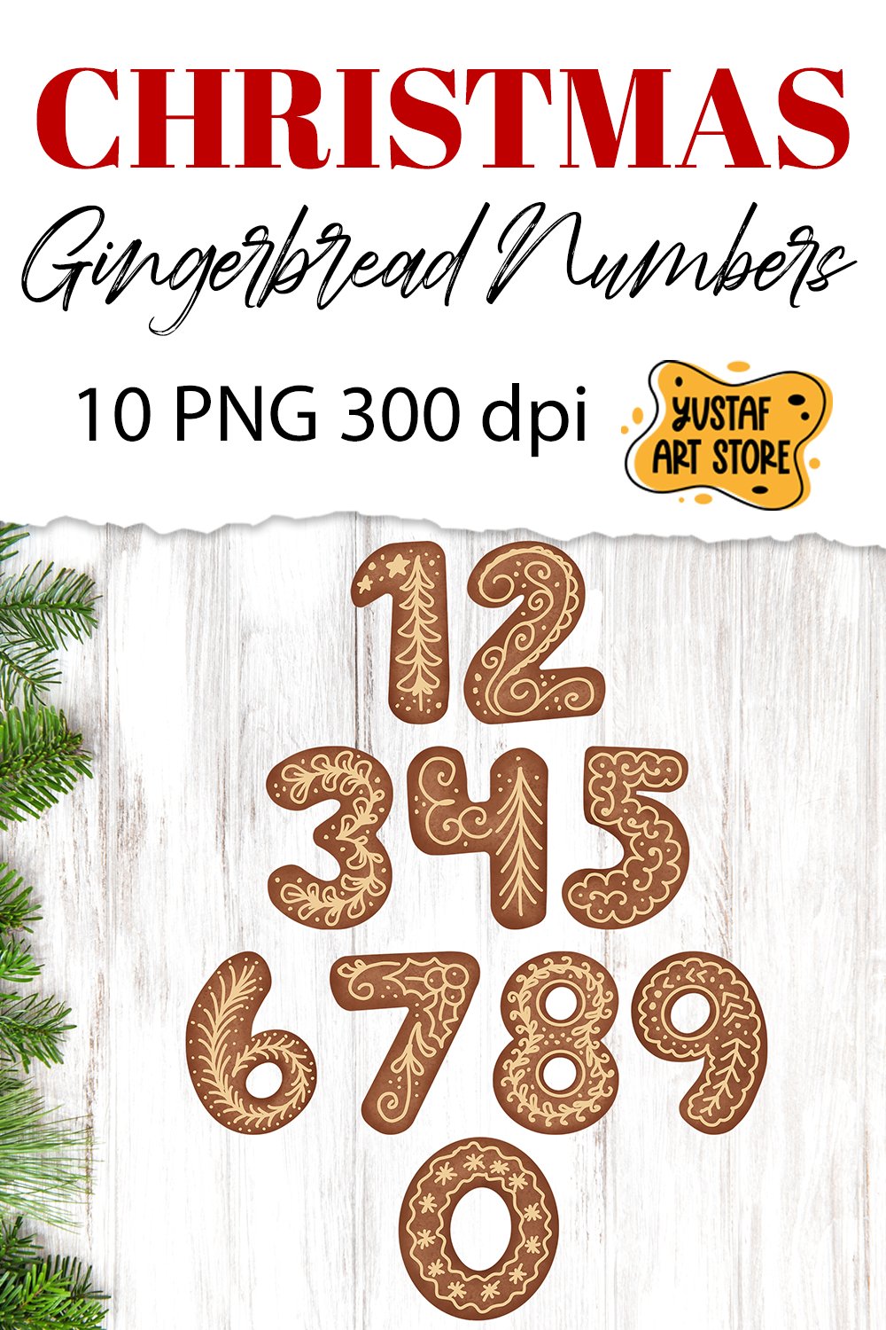 Christmas Gingerbread numbers clipart. 10 PNG