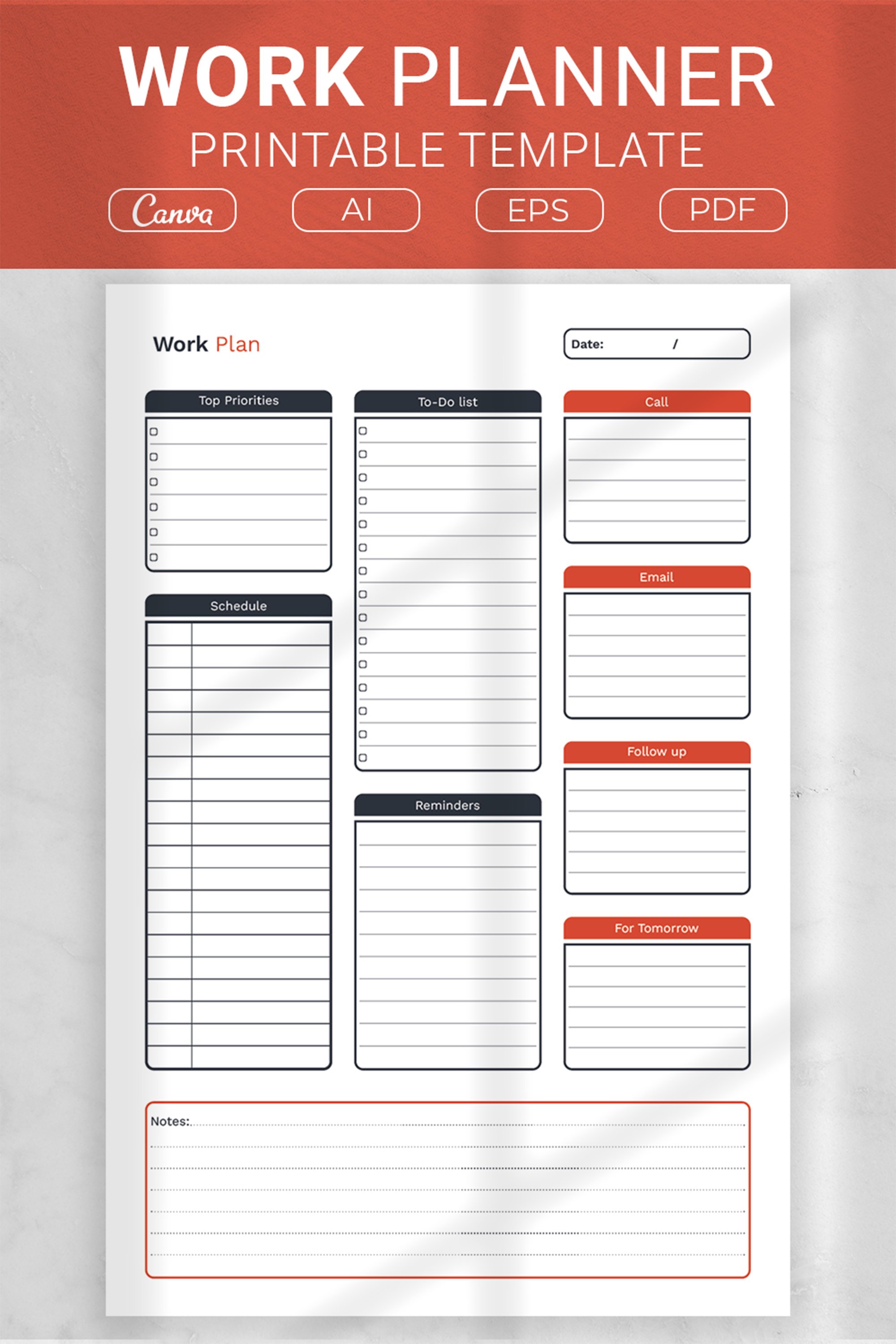 Work Planner Printable Template (2832589)