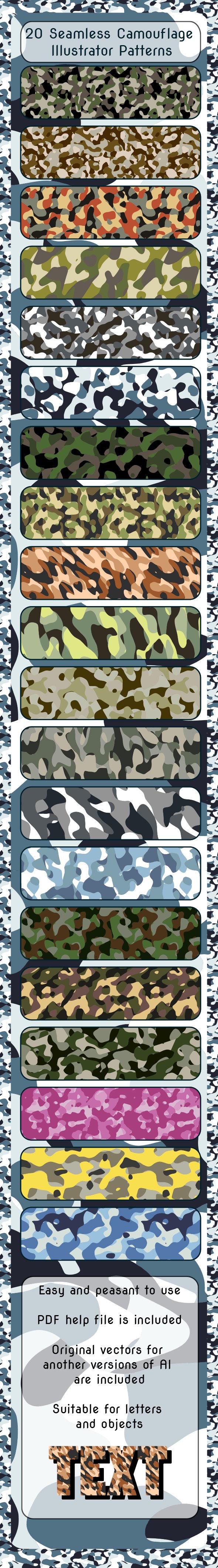 20 Camouflage Repeating Adobe Illustrator Patterns