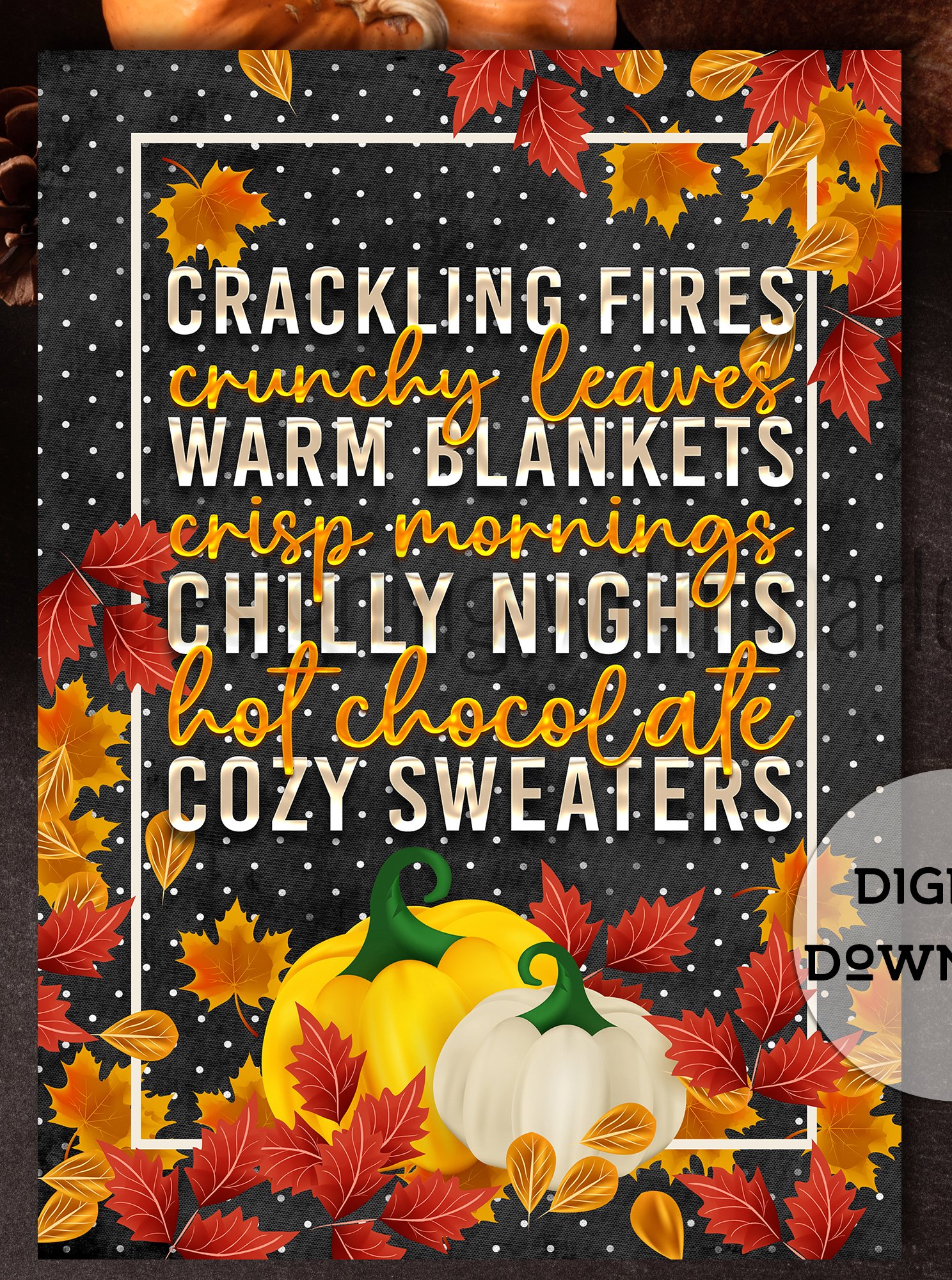 Fall Season Saying 5x7 Autumn Thanksgiving Greeting Card