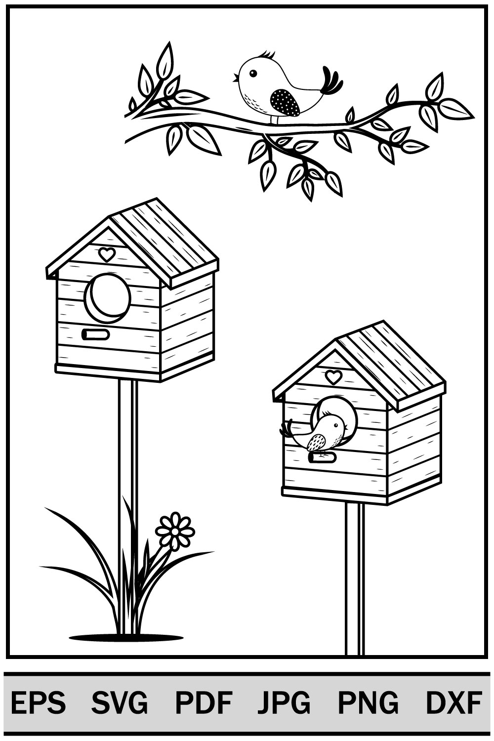SVG spring clipart, birdhouses and birds