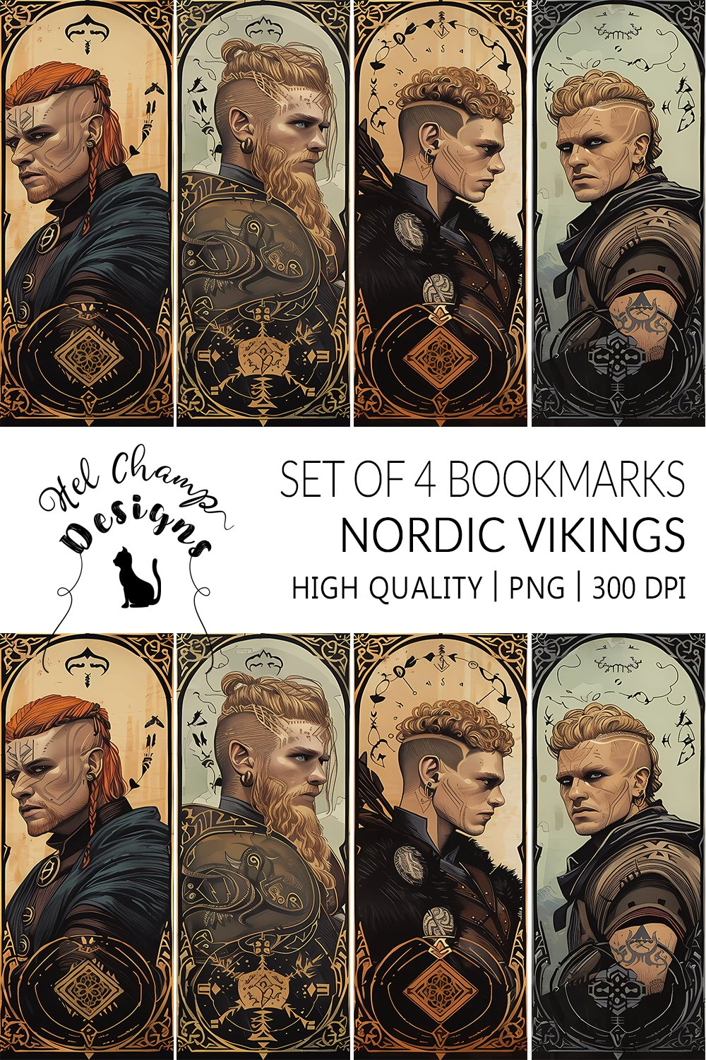 Bookmarks nordic viking warriors sublimation