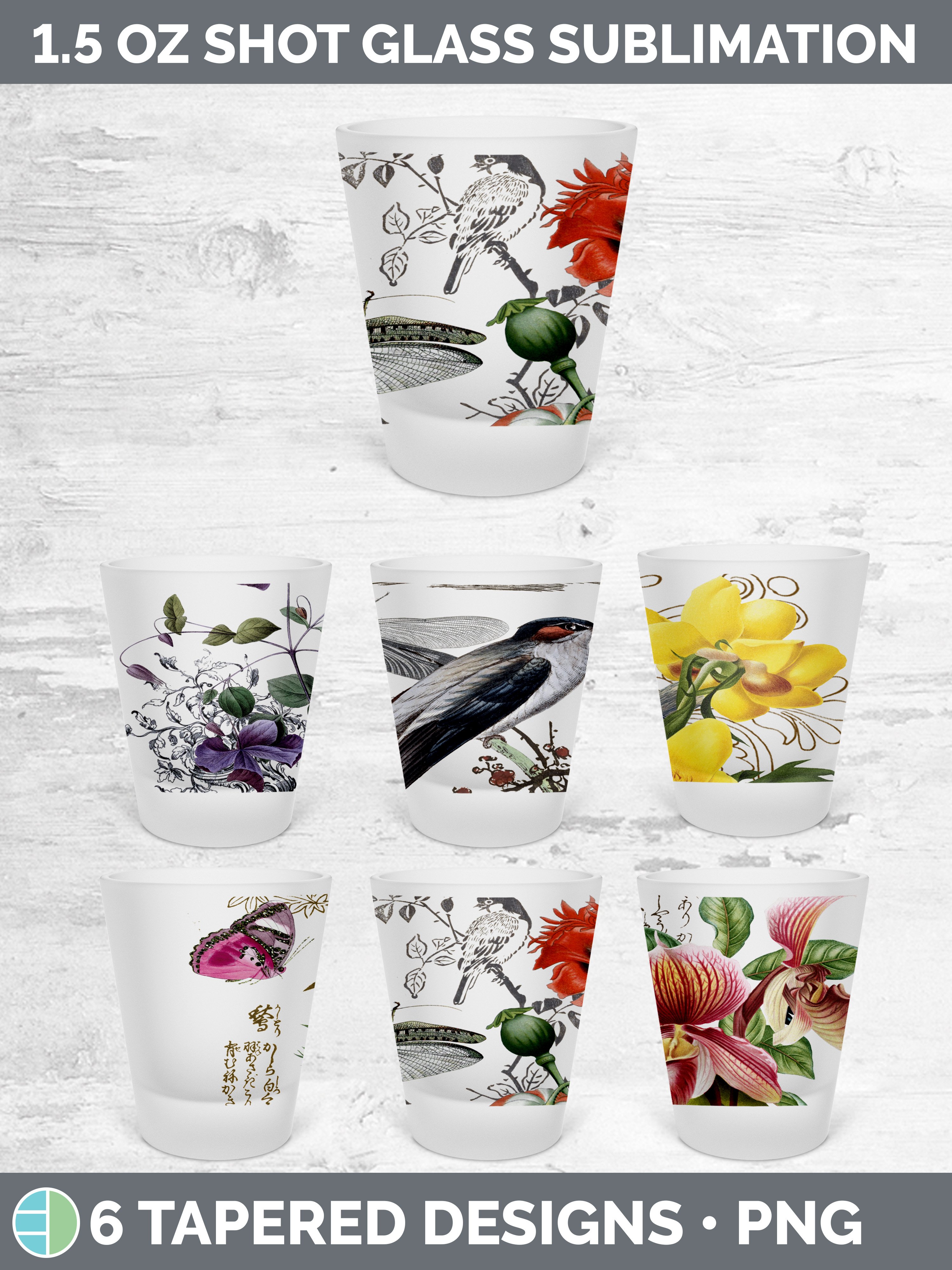 Vintage Shot Glass Sublimation | Shot Glass 1.5oz Tapered