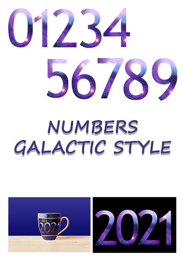 Numbers Galaxy style 10 numbers