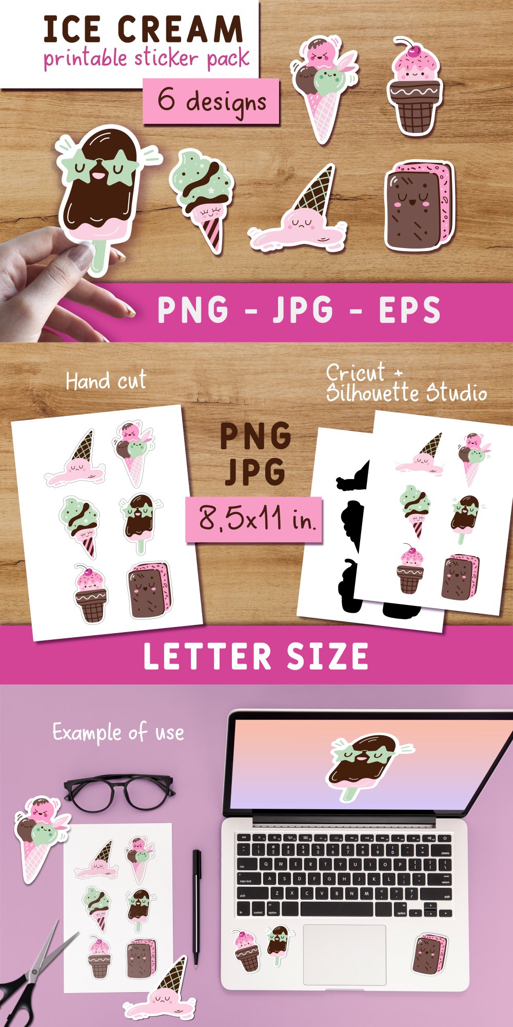 Ice Cream cute sticker pack (2186034)