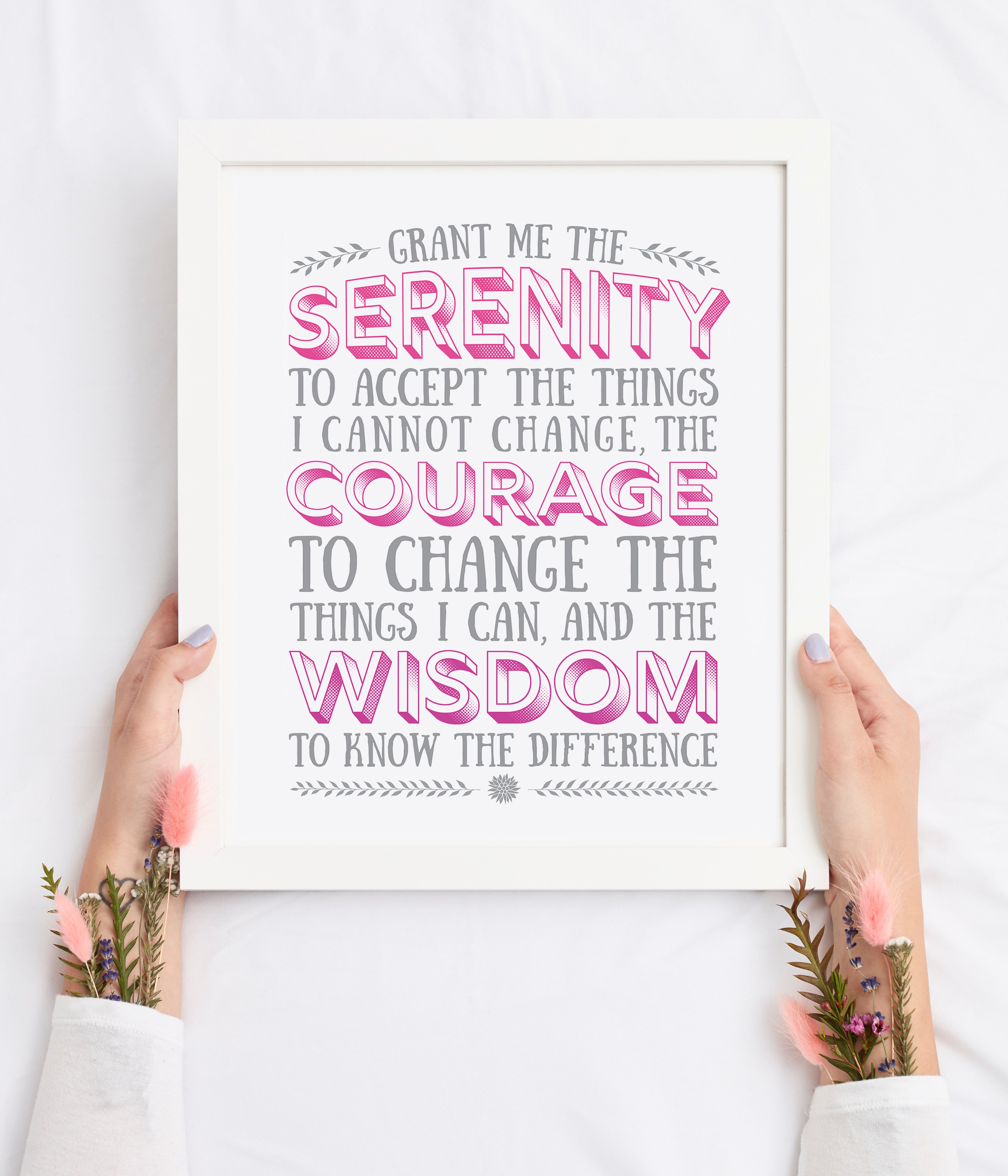 Serenity Prayer Printable Art - pink