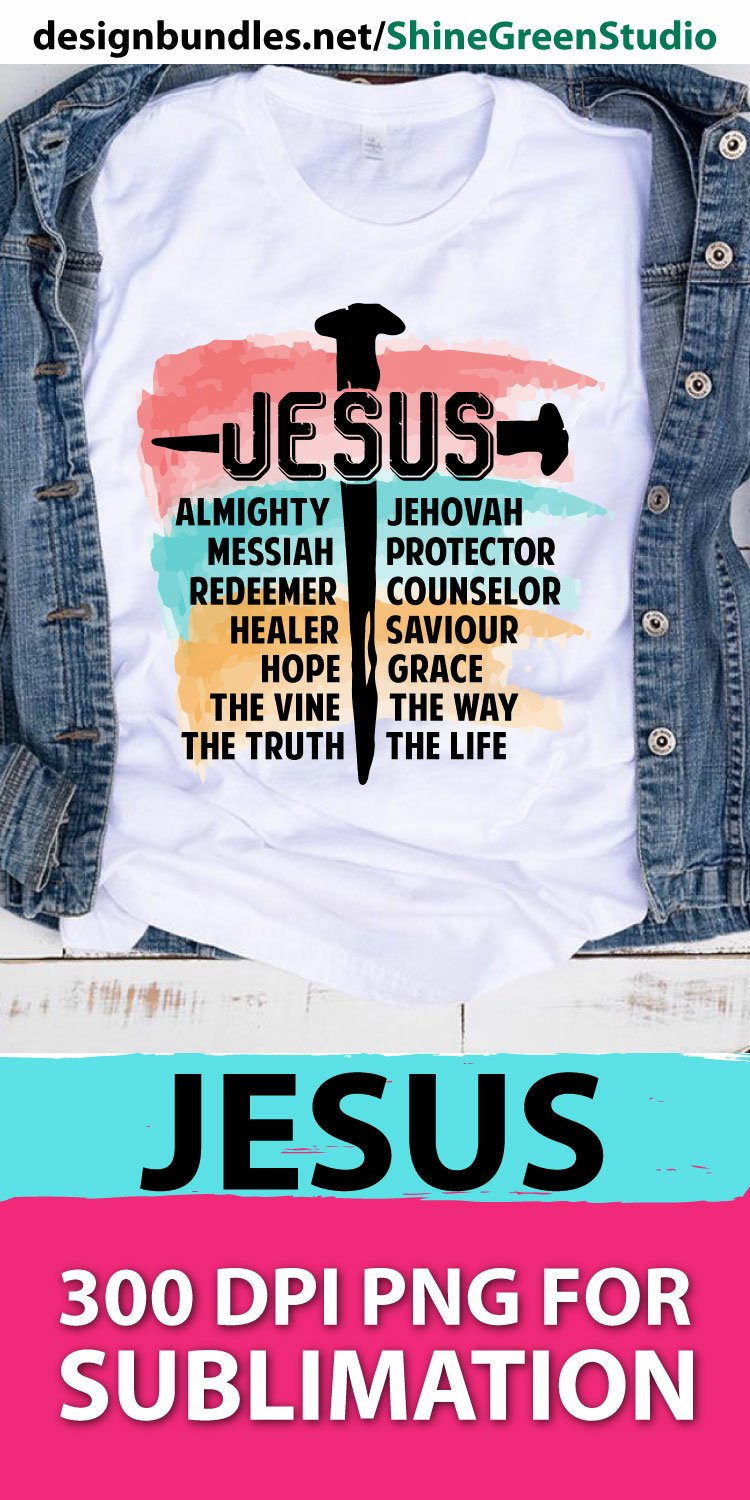 Sublimation Jesus Cross Watercolor PNG for Christian T-Shirt