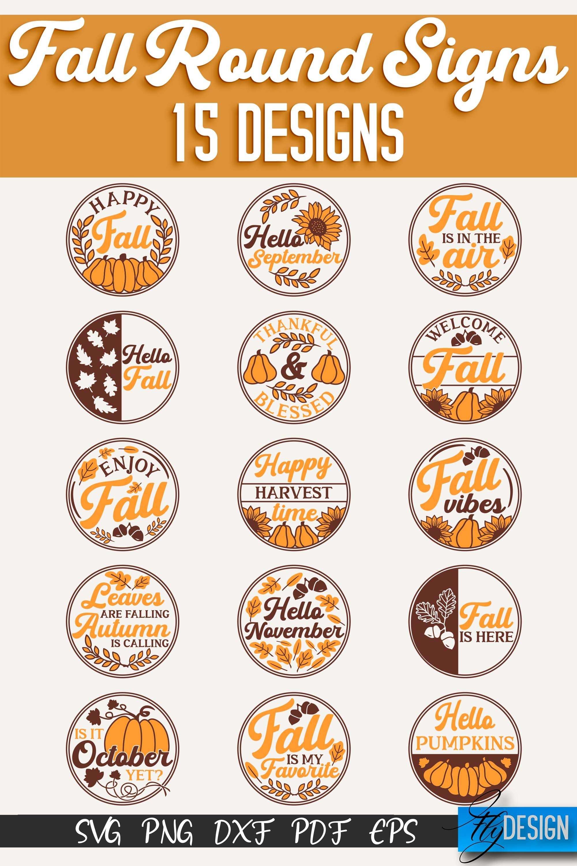 Fall Round Signs SVG Design|Autumn Signs Quotes (2736025)