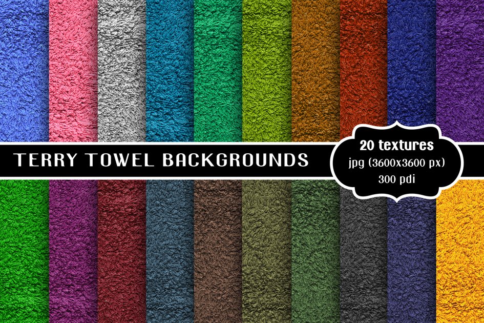 Terry towel backgrounds set, textures bundle