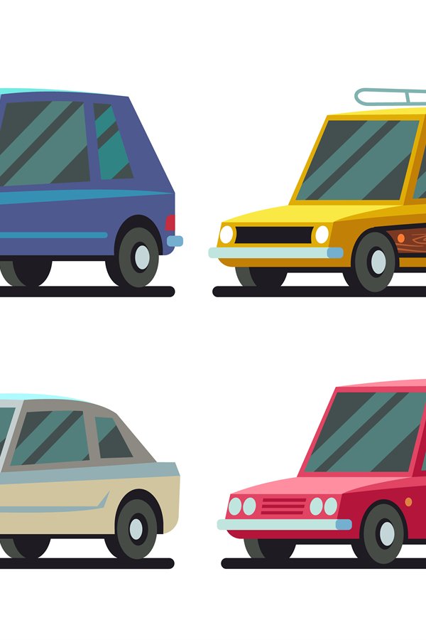 Cool cartoon sports and travel cars vector set