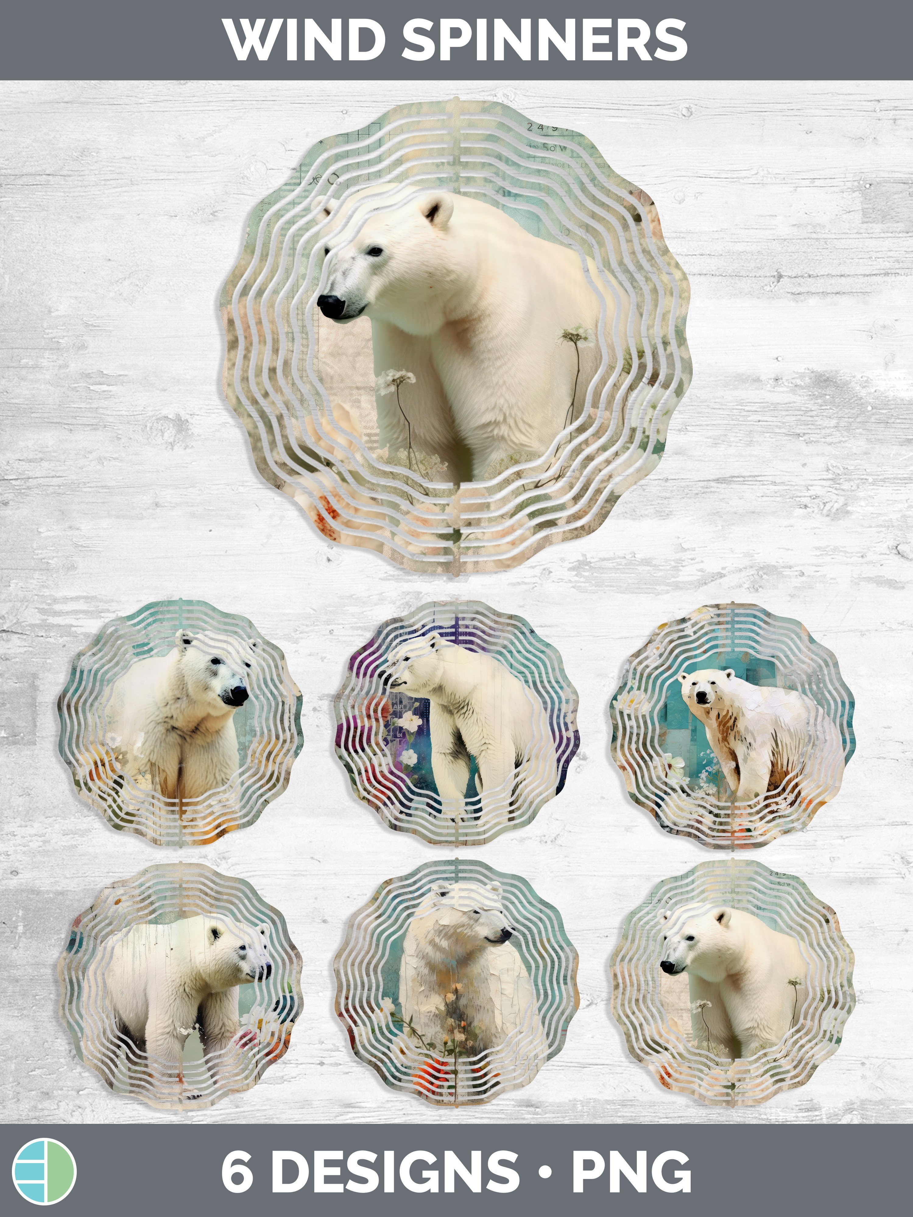 Vintage Polar Bear Wind Spinner | Sublimation Spinner Design