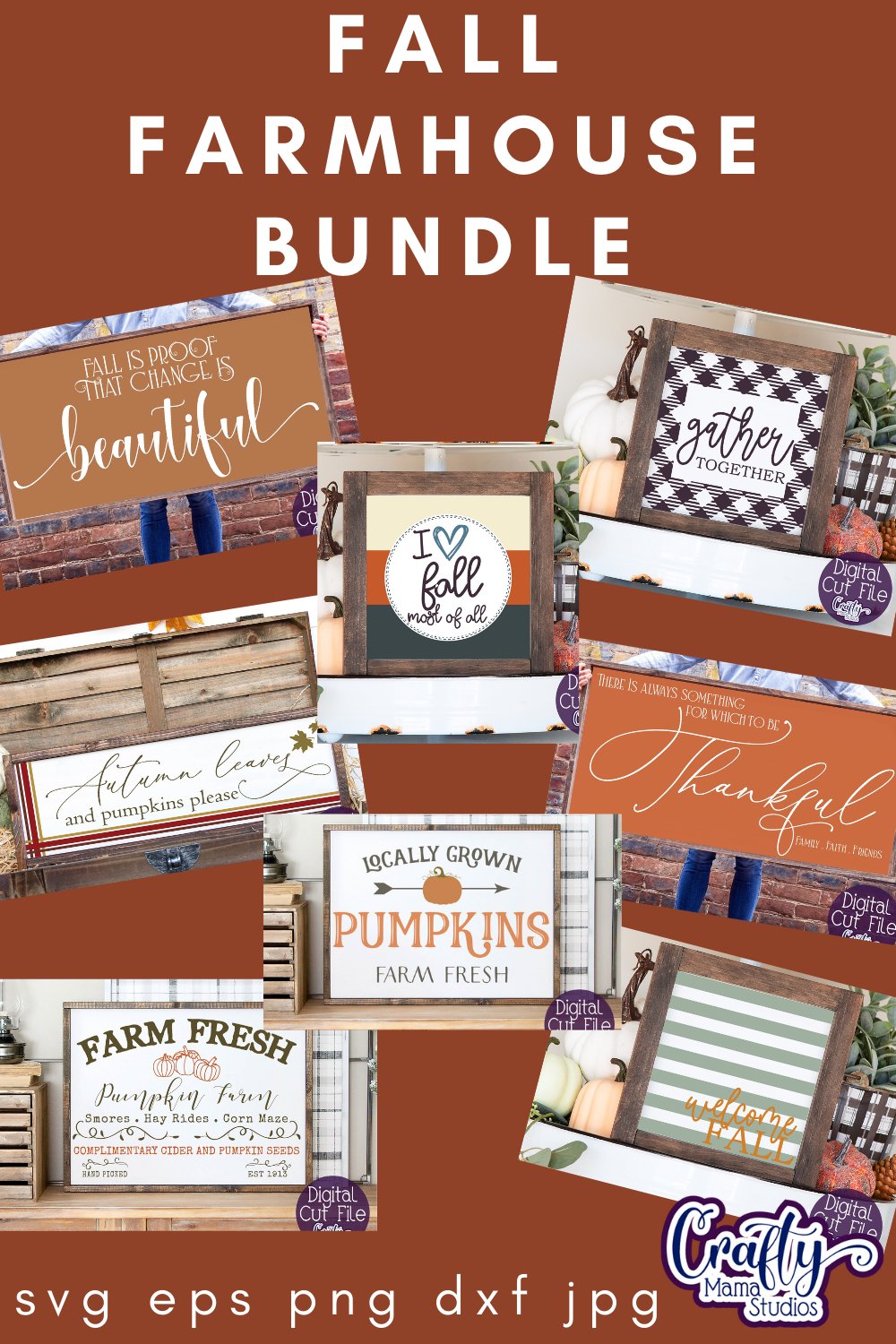Fall Farmhouse Sign Svg Bundle | 20 Autumn Quotes