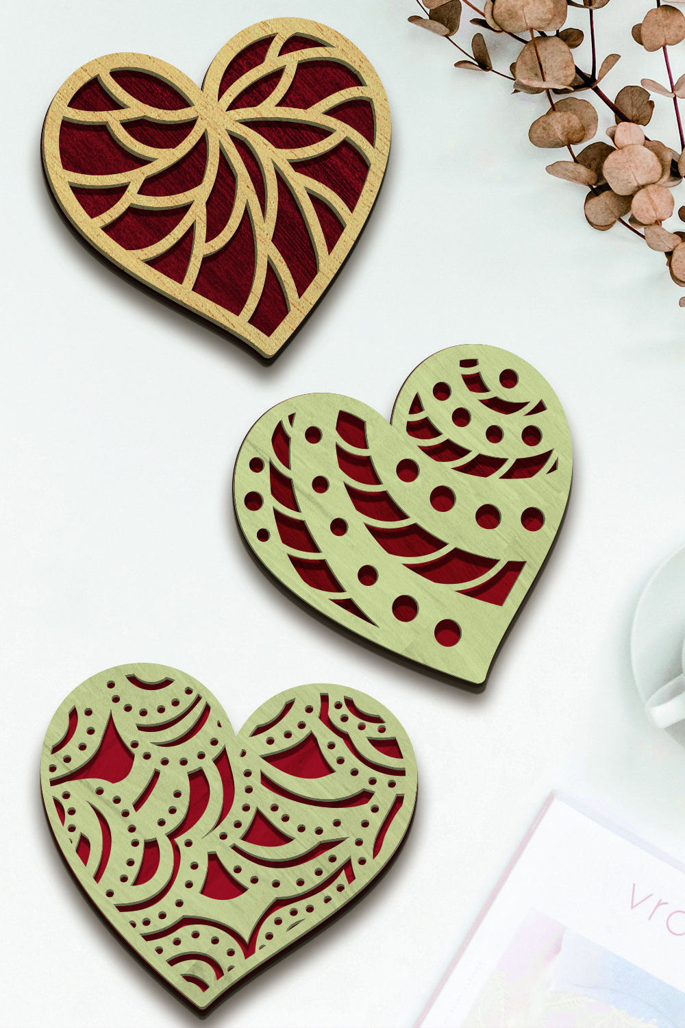 Decorative Valentine's Day Heart Set, Cut Template