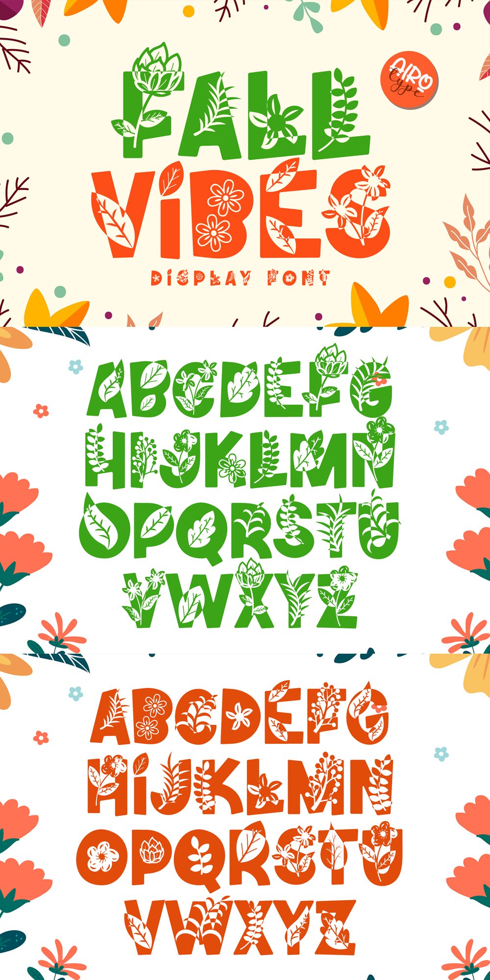 Fall Vibes - Floral Font Autumn Season