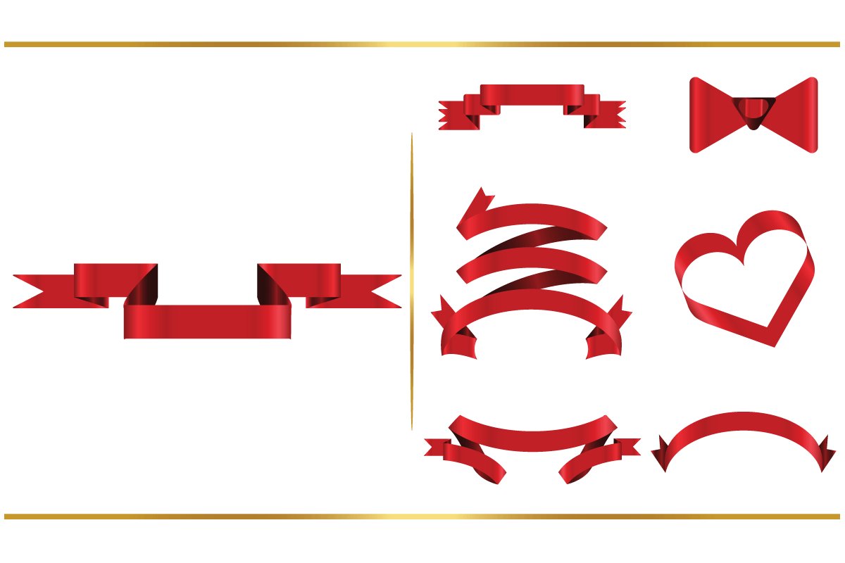 Red Ribbons clipart SVG bundle, Premium Red Ribbon (1019839)