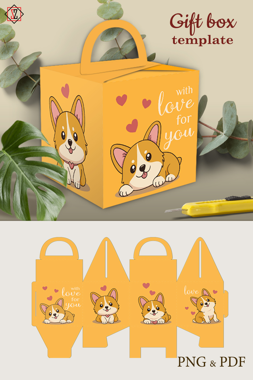 Corgi gift box template