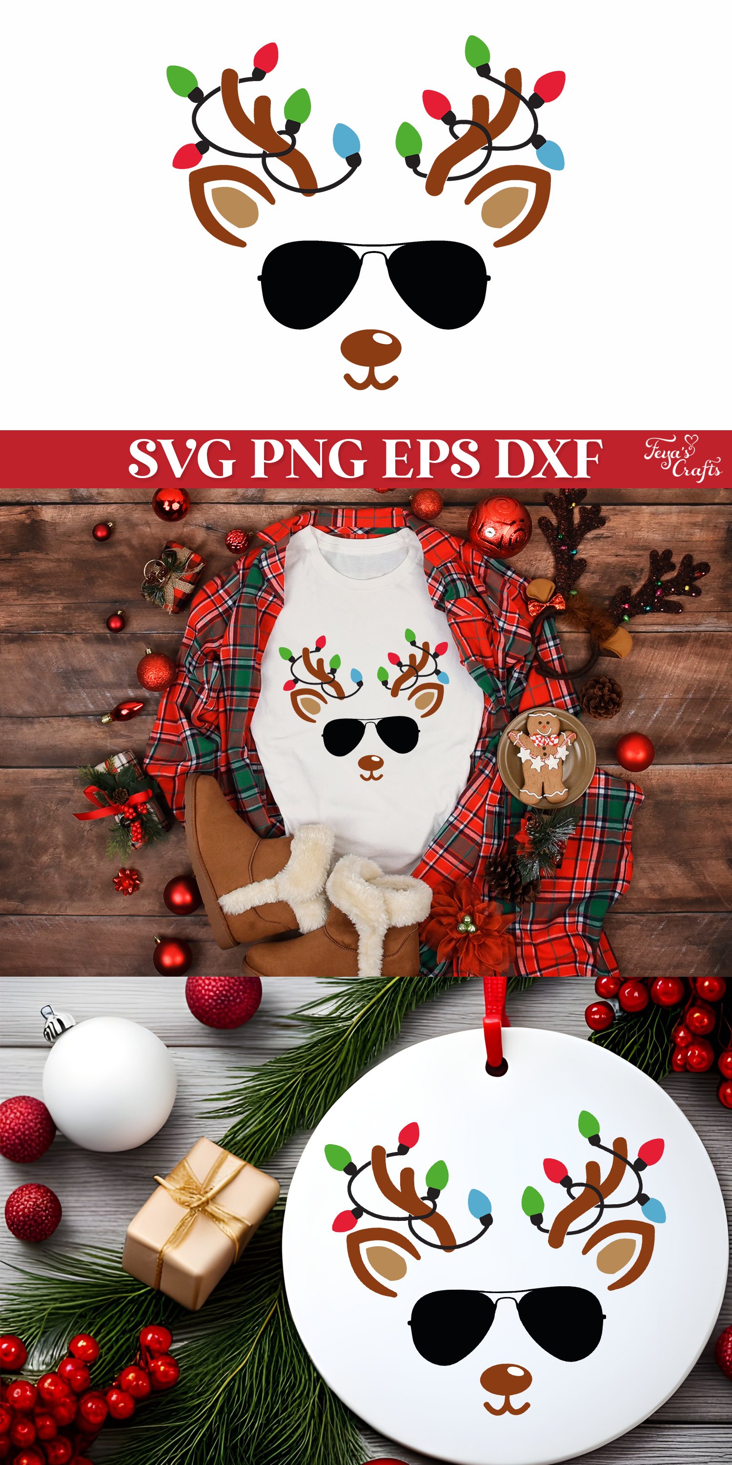 Christmas Reindeer Face SVG