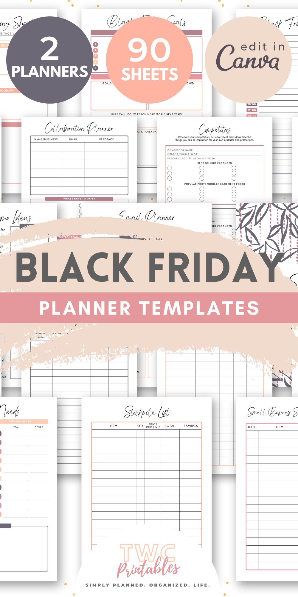 Black Friday planner canva templates