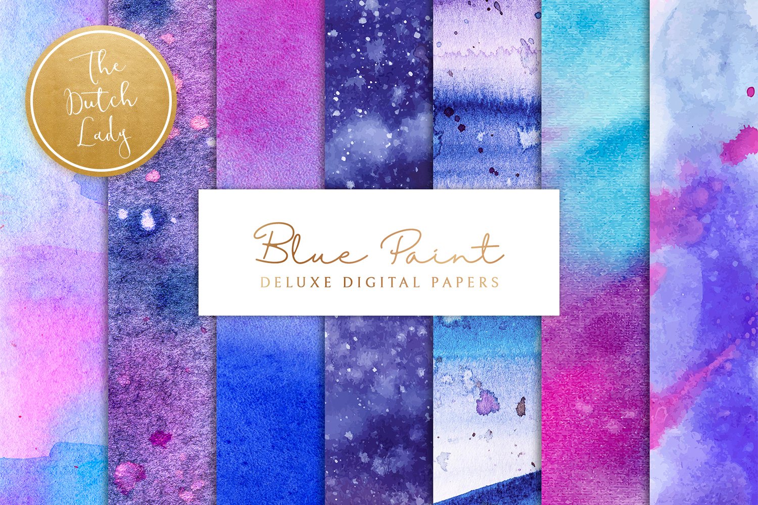 Digital Backgrounds & Papers - Blue Watercolor Paint