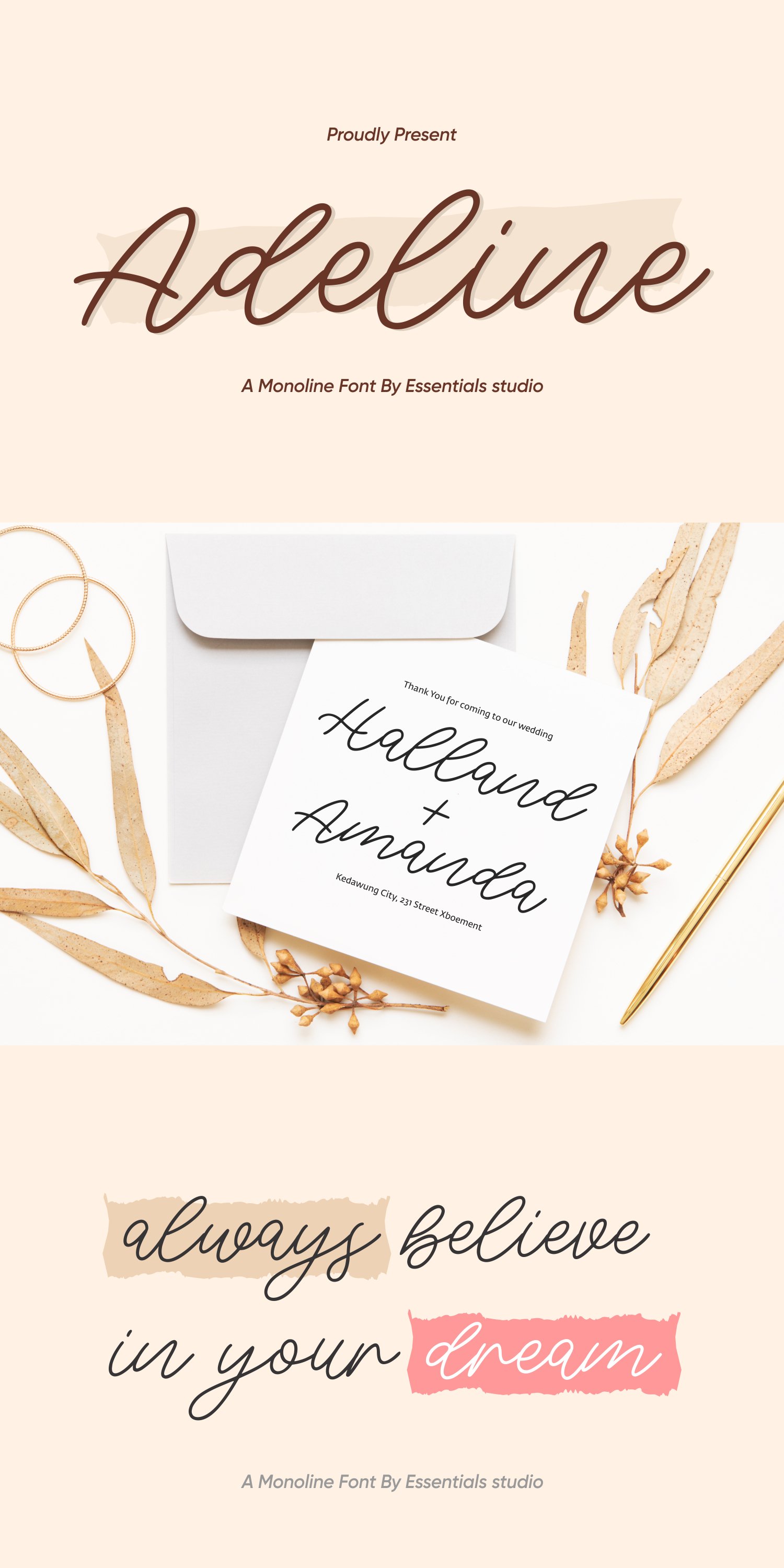 Adeline - Modern Monoline Font