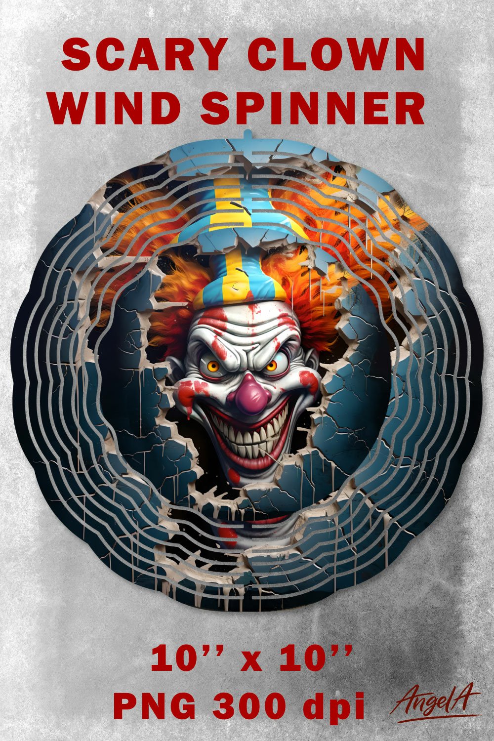 Scary face clown Halloween wind spinner / Horror (2705129)