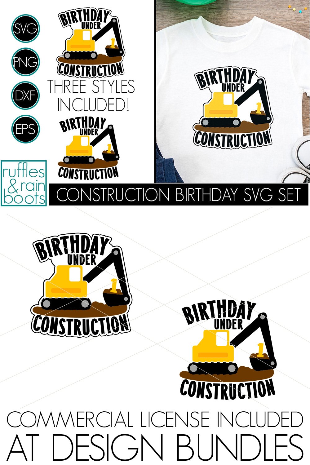 CONSTRUCTION BIRTHDAY SVG - BACKHOE TRACTOR BOY PARTY