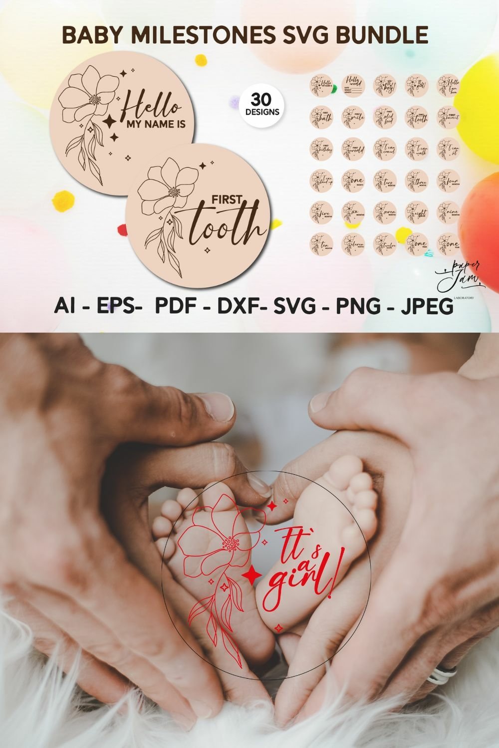 Baby milestones SVG bundle