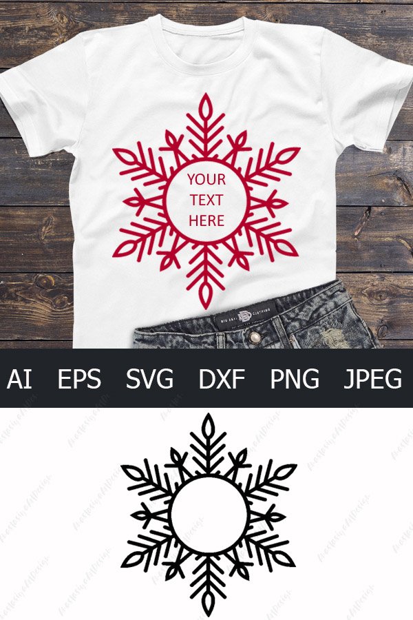 Snowflake wreath svg, Christmas round monogram (890014)