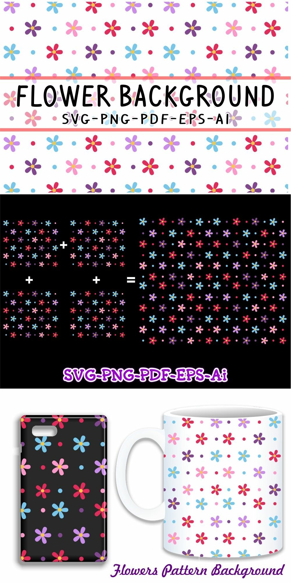 Flower Seamless Patterns Sublimation SVG Design