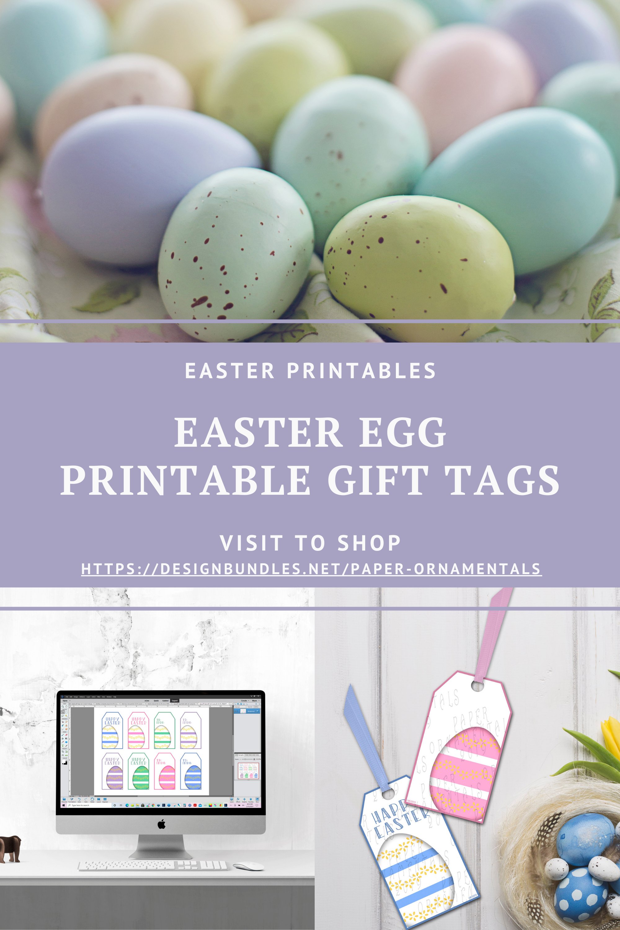 Gift Tags, Printable Easter Tags, Pastel Easter Eggs Set 2