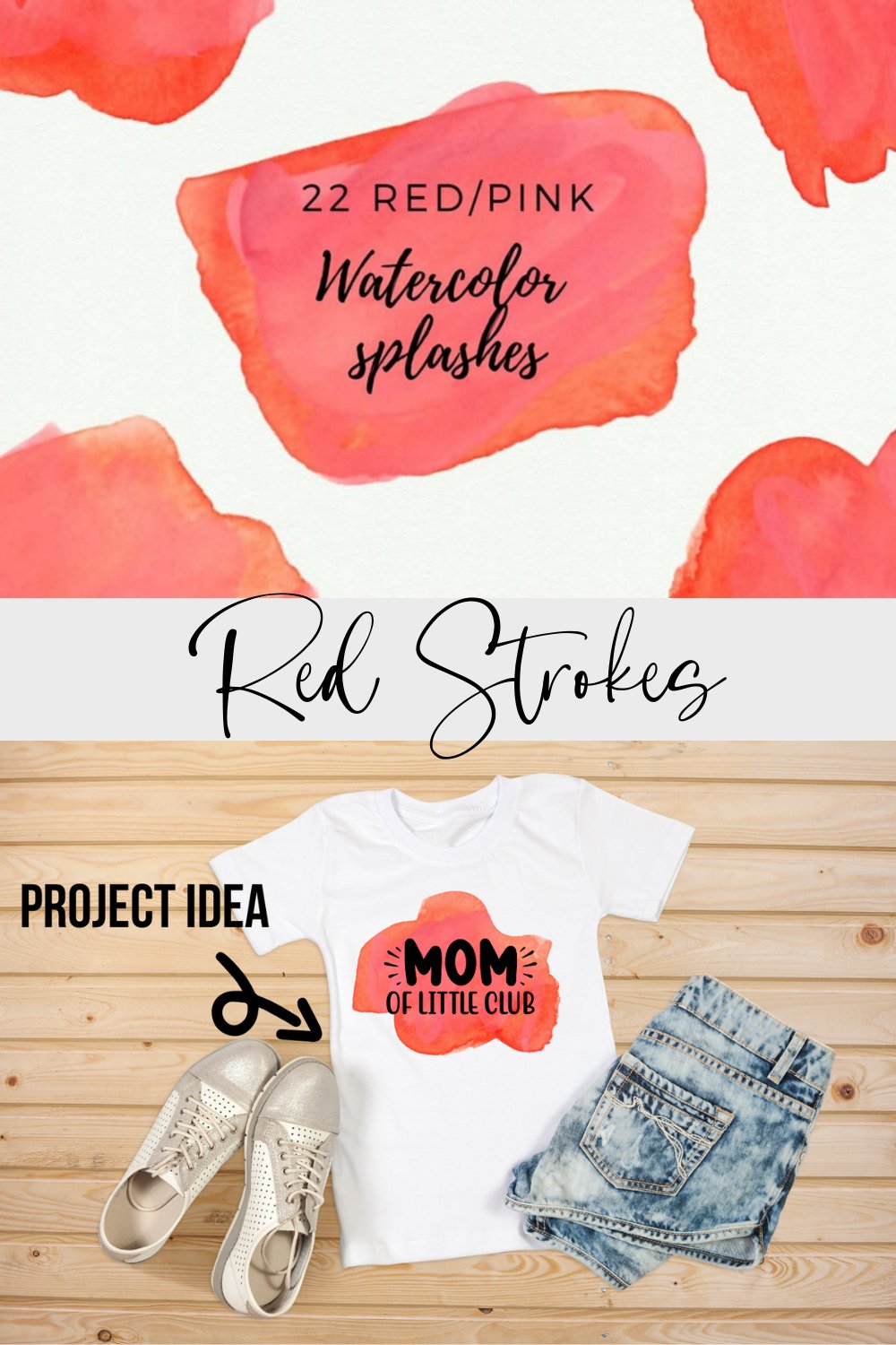 Delicate Red and Pink Watercolor splash clipart (2484387)