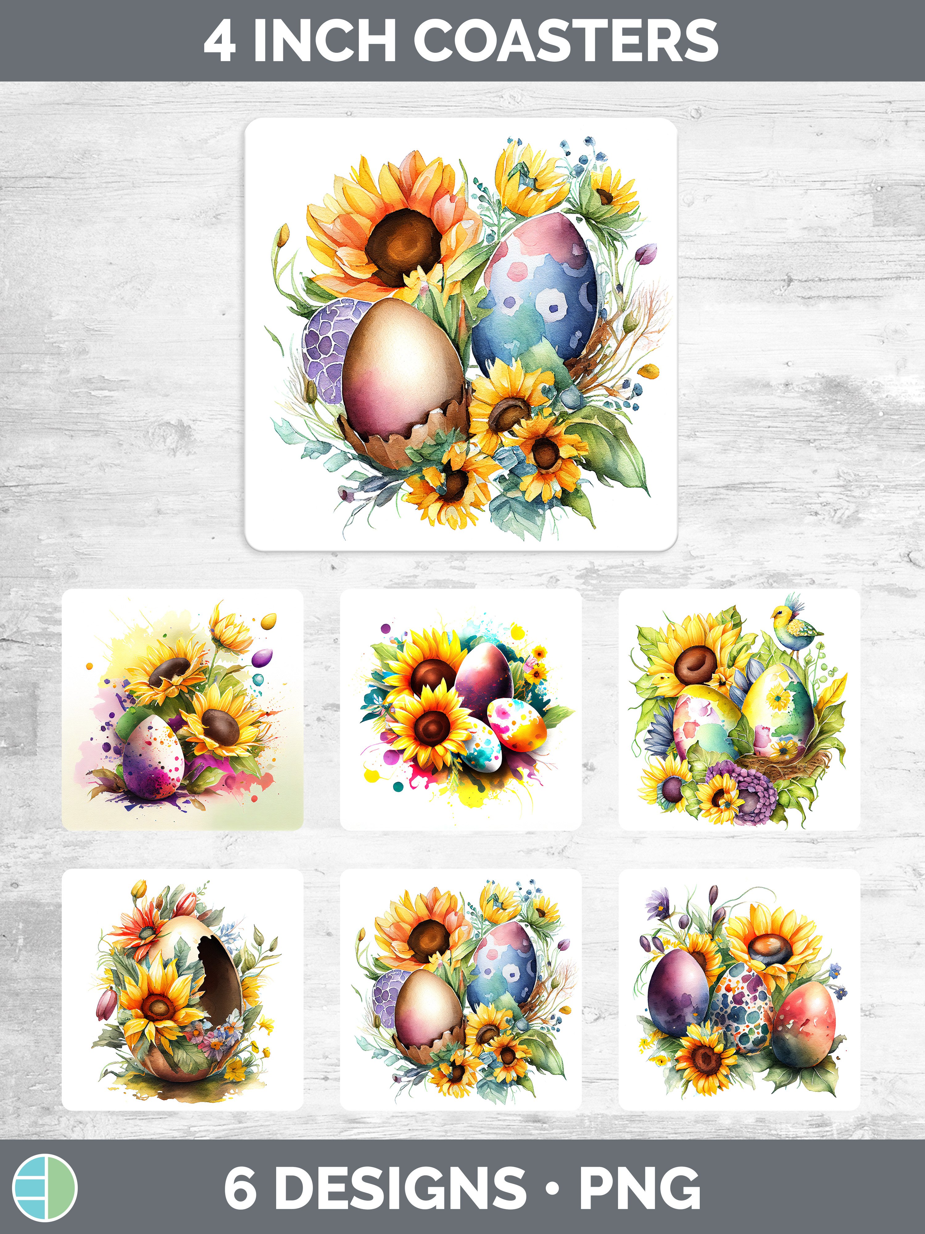 Easter Sunflower Flowers Square Coaster | Sublimation Coaste