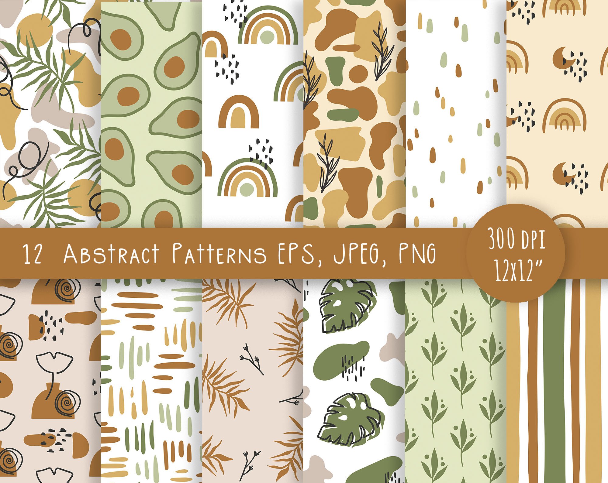 Boho abstract seamless patterns set