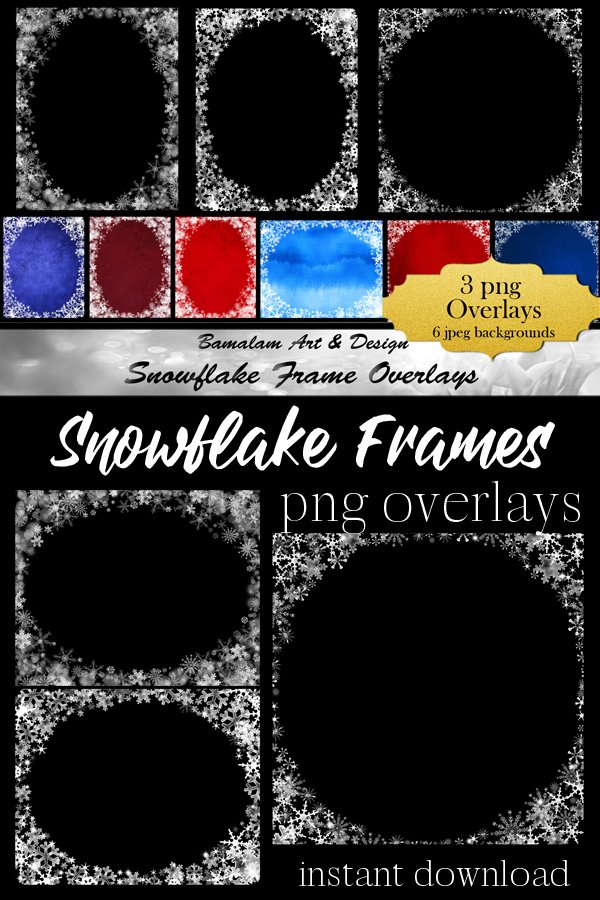 Snowflake Frame Overlays & Backgrounds