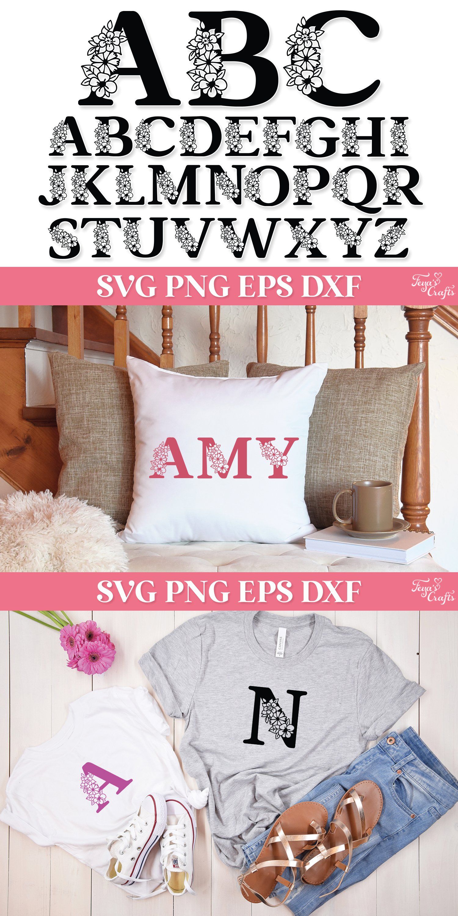 Floral Monogram SVG Alphabet