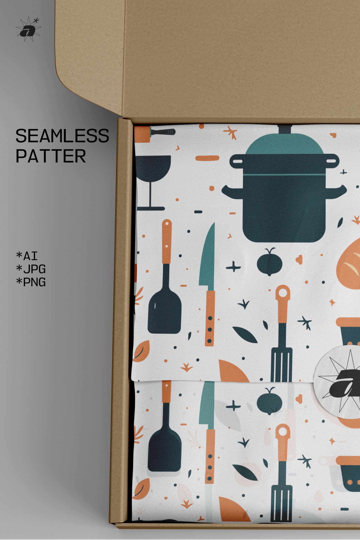 Kitchen items digital repeating pattern