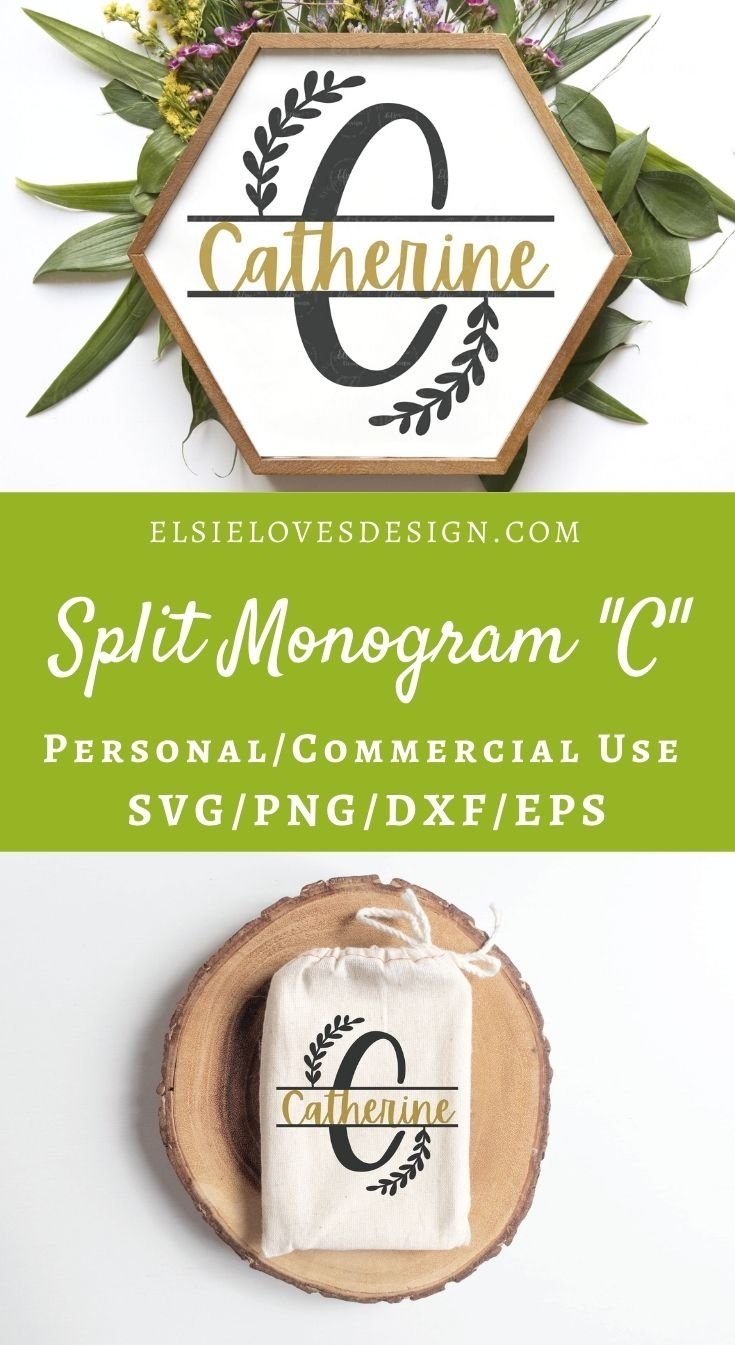 Handlettered Split Monogram C SVG Cut Files