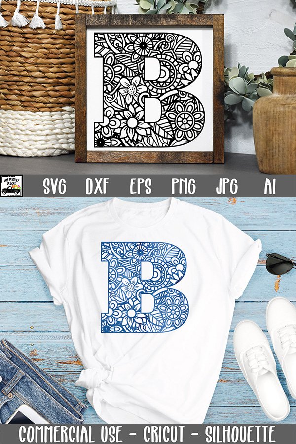 Letter B SVG Cut File|Mandala Monogram Letter B File