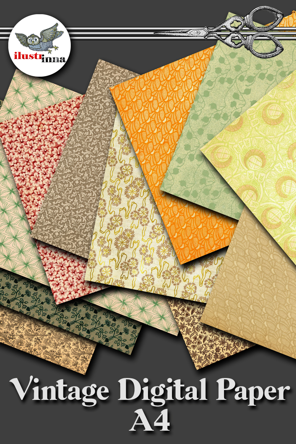 Vintage Fabric Digital Papers – A4 Printable Bundle